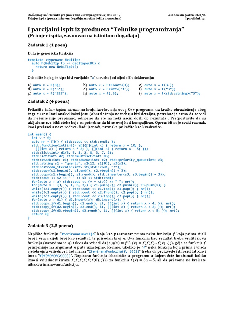 (TP 2021-22) I Parcijalni Ispit - Primjer 3 | PDF