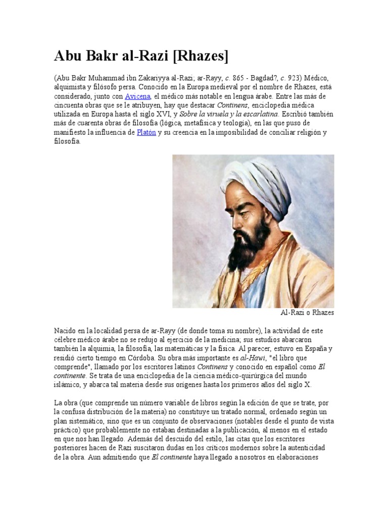 Aportaciones de Al-Razi a la Medicina | PDF | Alquimia
