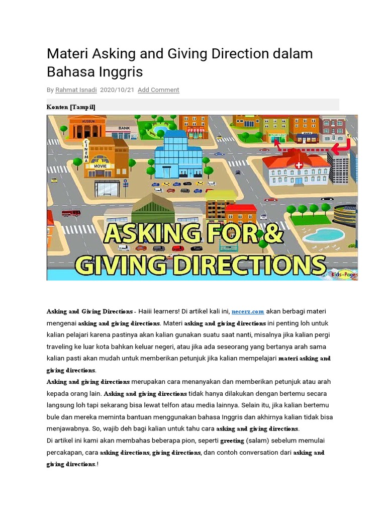 Asking and Giving Direction 1 | PDF