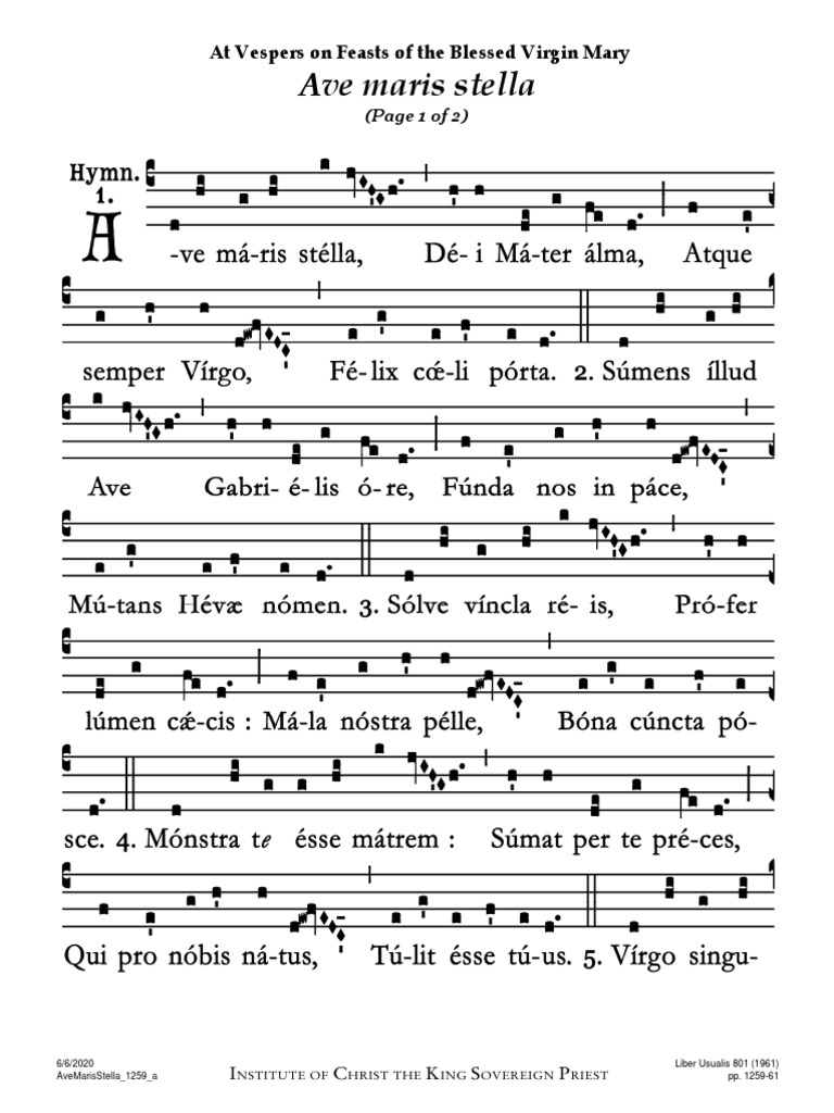 Ave Maris Stella Chant | PDF