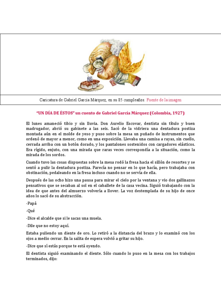 Cuento Un Día de Éstos | PDF