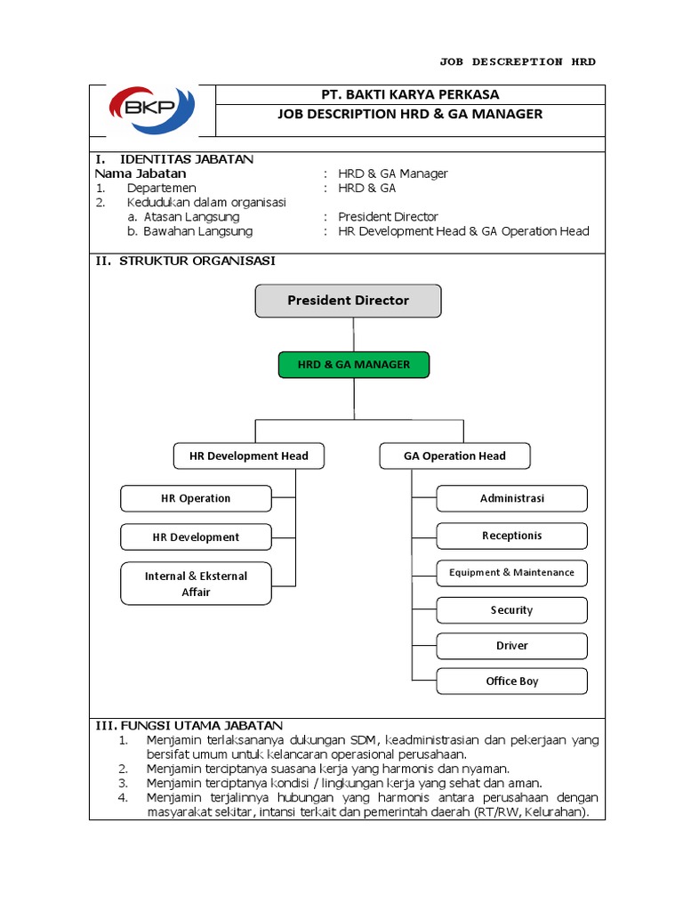 Jobdesc Hrga Manager | PDF