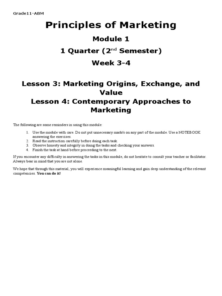 Marketing ABM11 Module1 WEEK3.4 | PDF | Value (Economics) | Coca Cola