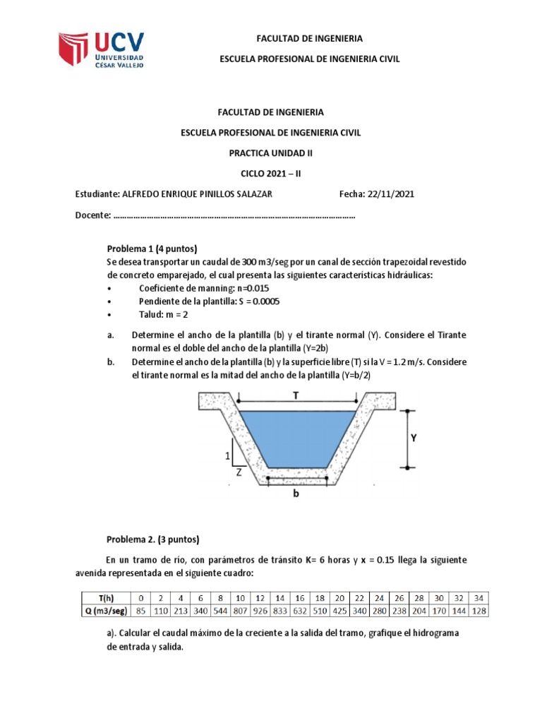 Practica Calificada Unidad II | PDF | Descarga (hidrología) | Ciencias ... Practica Calificada Unidad II | PDF | Descarga (hidrología) | Ciencias ...