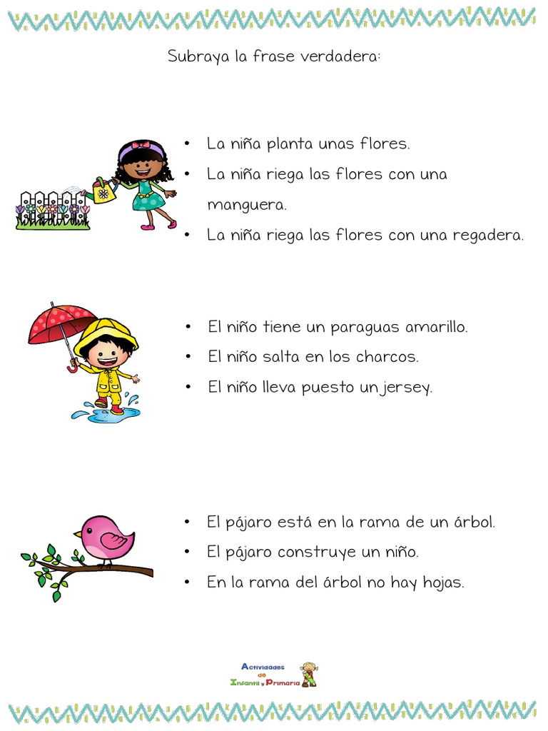 Comprension Lectora Frases Cortas Primavera | PDF