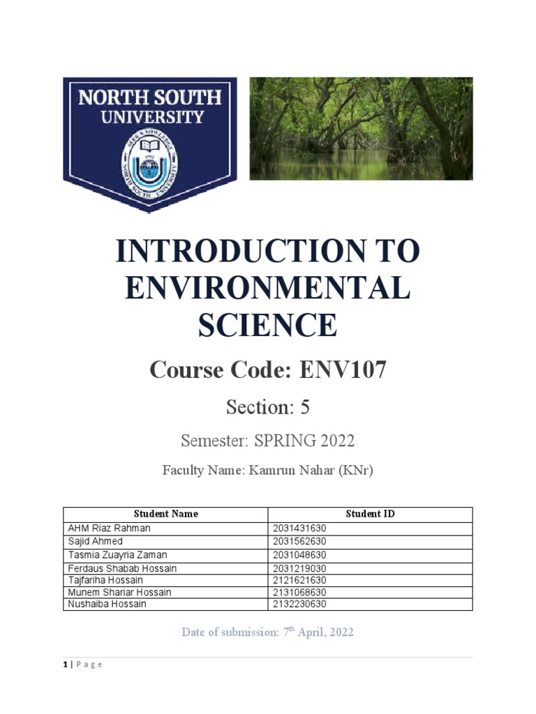 Introduction To Environmental Science: Course Code: ENV107 | PDF