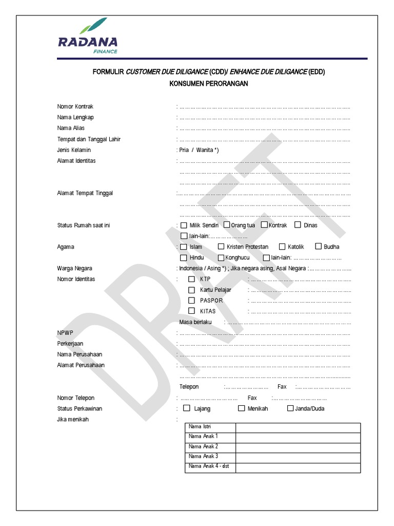 Form CDD & EDD Perorangan | PDF