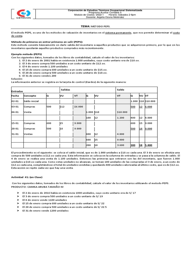 METODO PEPS. | PDF | Inventario | Contabilidad
