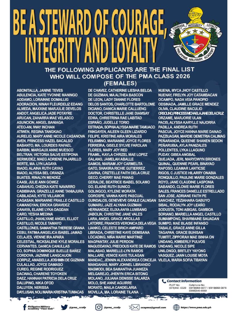 PMA Class of 2026 | PDF