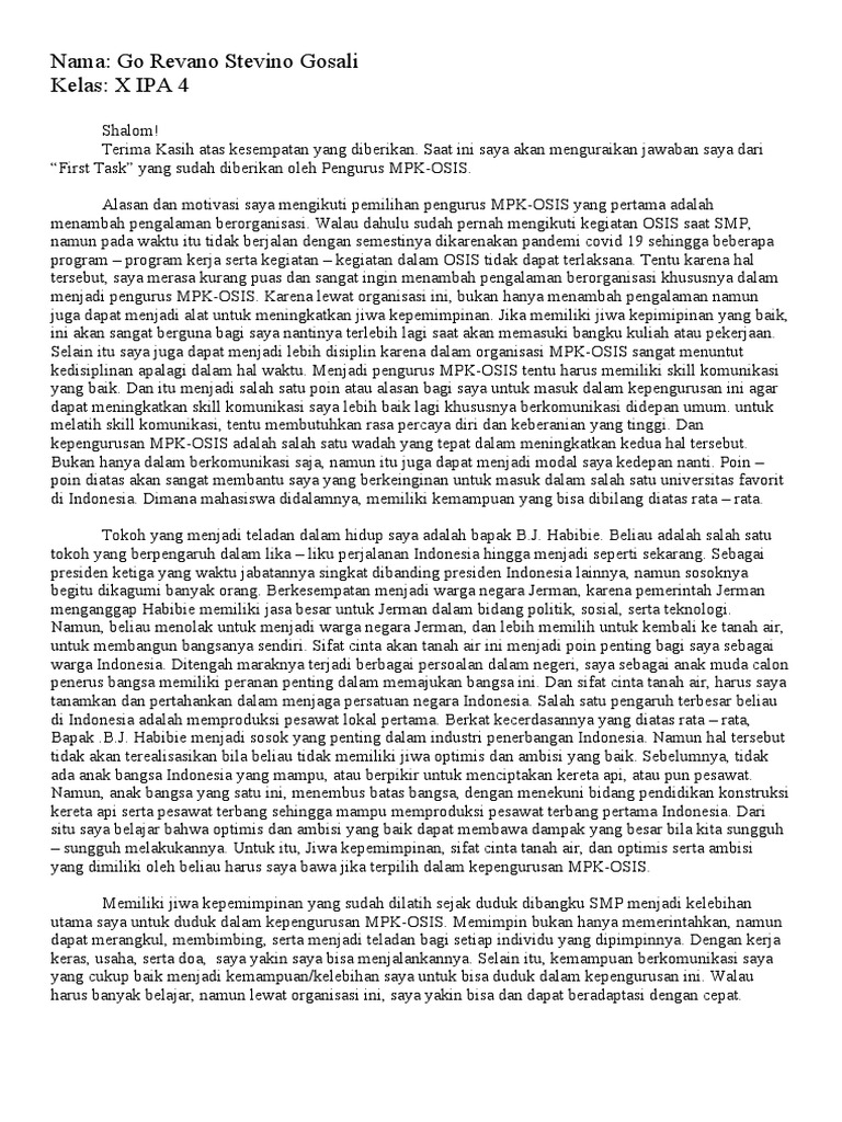 Essay Go Revano (Sel. MPK-OSIS) | PDF