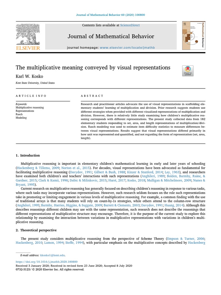 Journal of Mathematical Behavior: Karl W. Kosko T | PDF | Statistics ...
