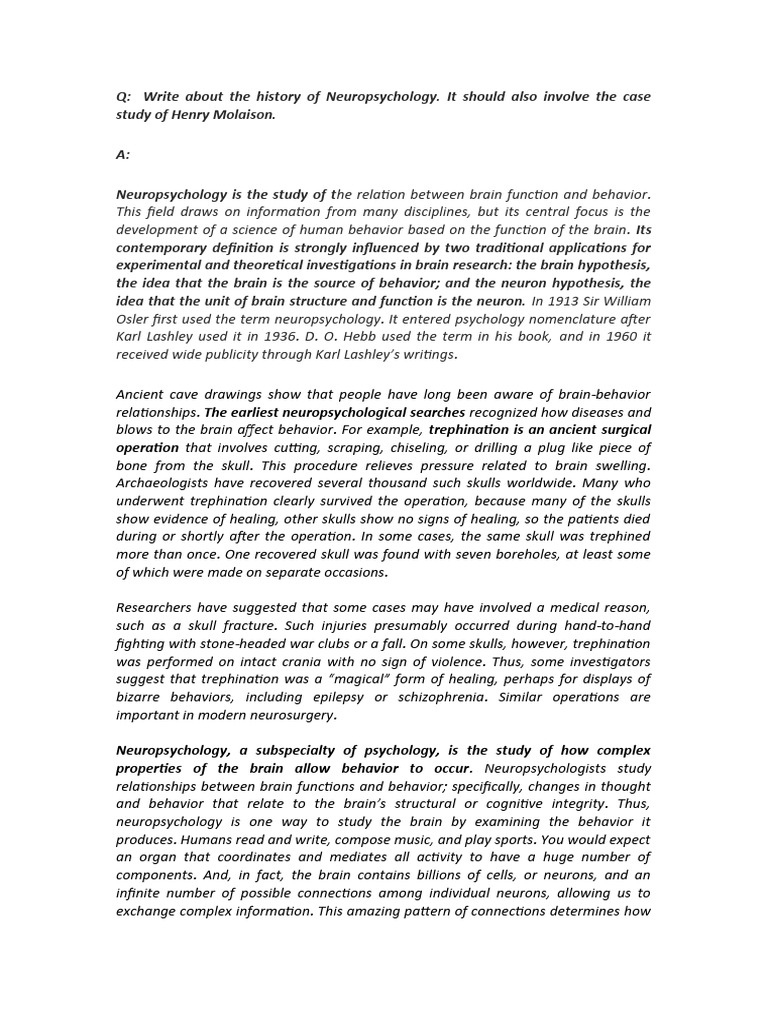 Neuropsychology and H.M.'s Case Study | PDF | Memory | Amnesia
