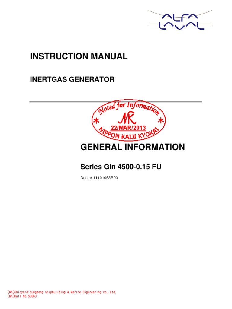 Instruction Manual: Inertgas Generator | PDF | Combustion | Valve