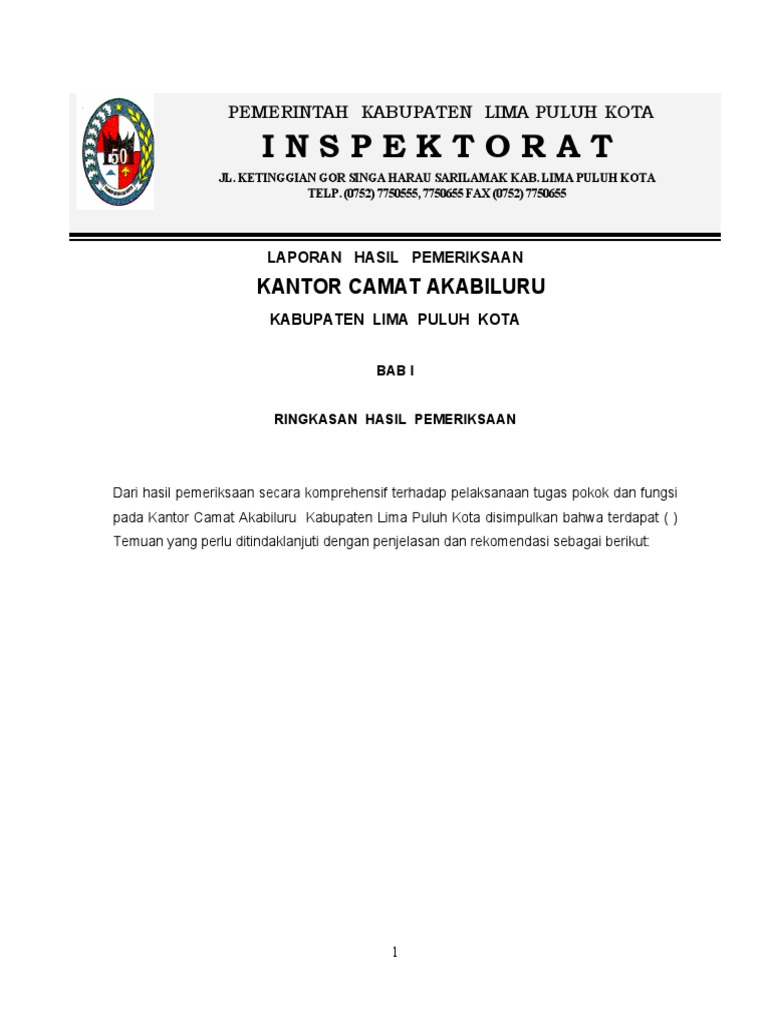 LHP Kantor Camat Akabiluru 2017 | PDF LHP Kantor Camat Akabiluru 2017 | PDF