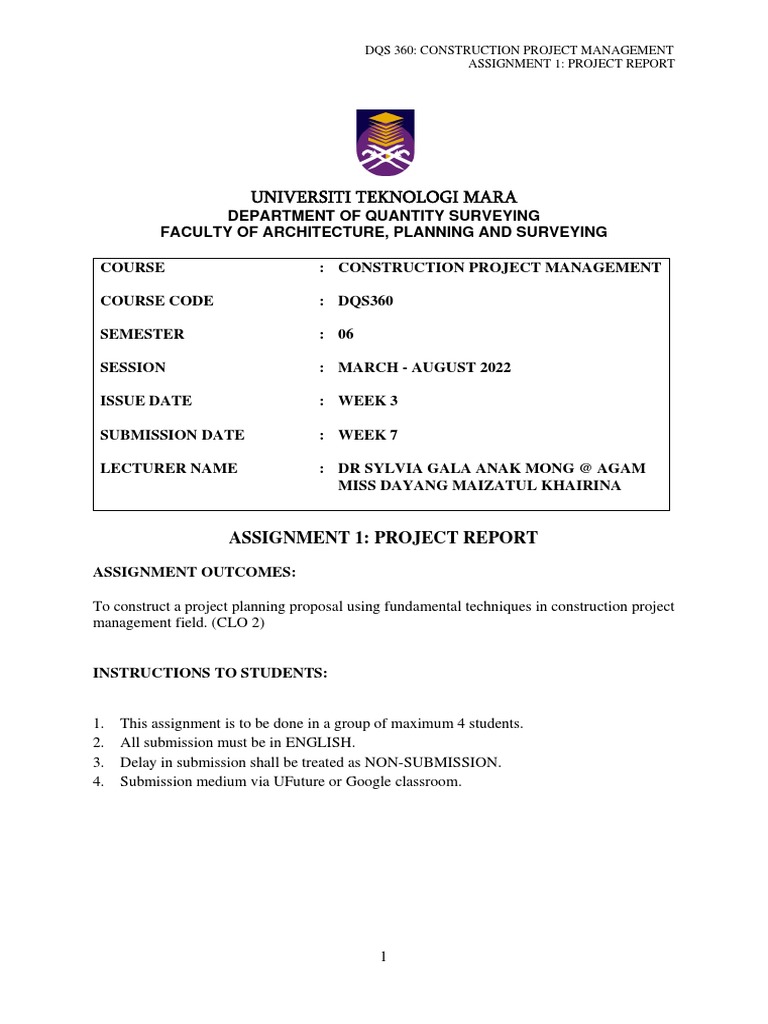 Assignment 1 - Project Planning Report - 35% - March 2022 | PDF ...