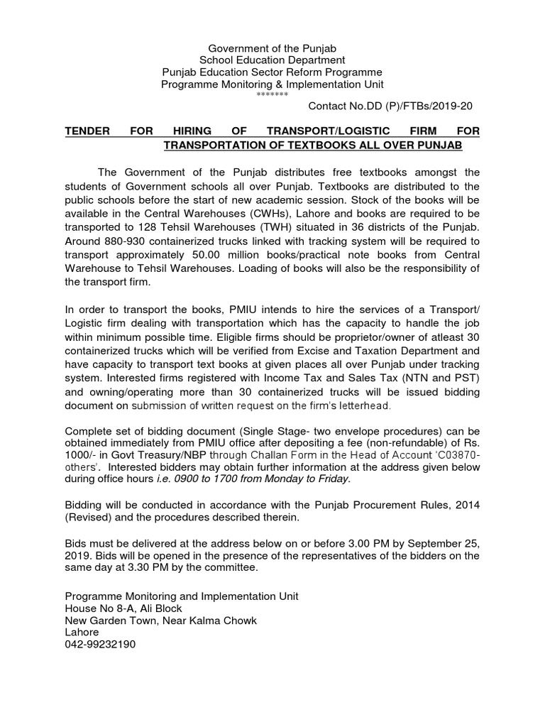 Adv For Bids Transport Logistic | PDF | Government Finances | Taxes