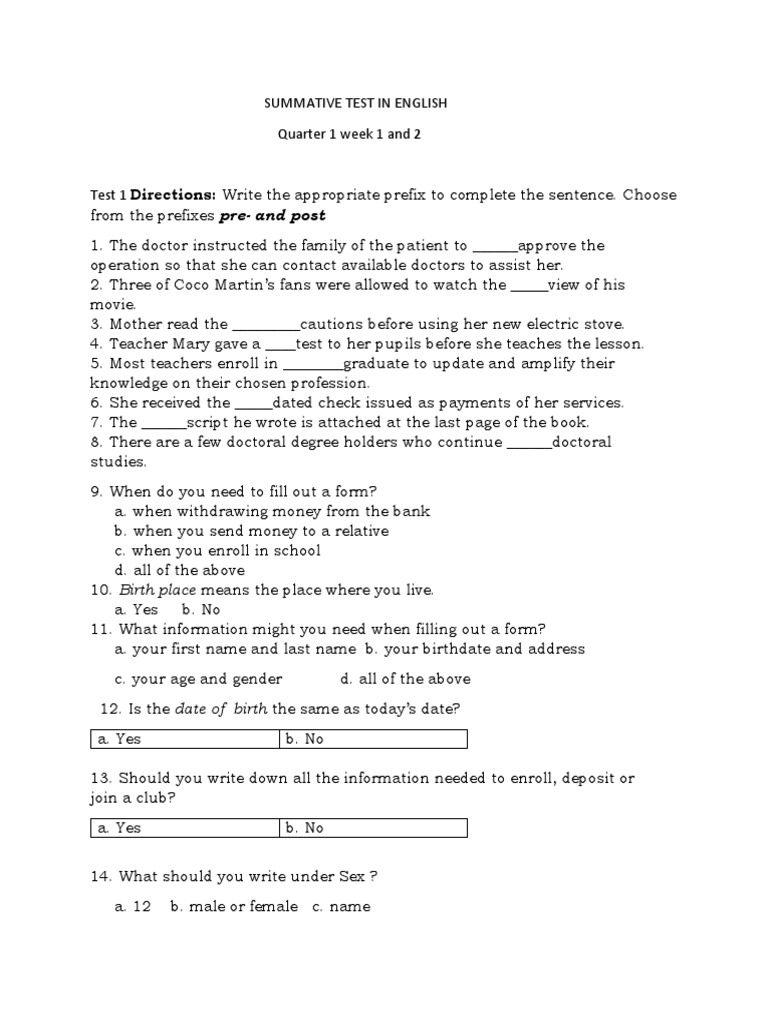 Summative-Test-In-English 5 | PDF