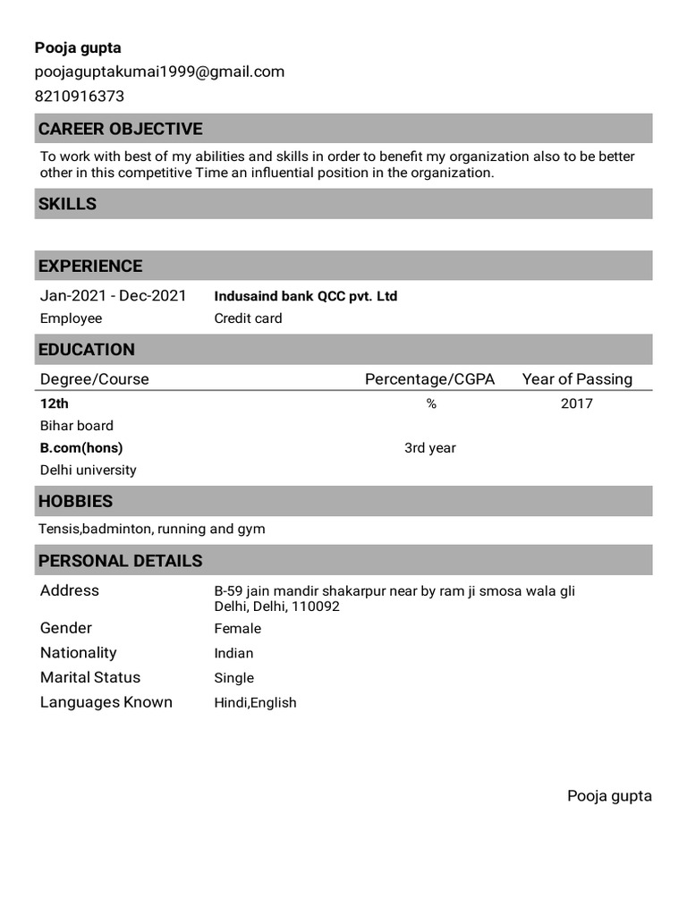 Resume - Pooja Gupta - Format2 | PDF