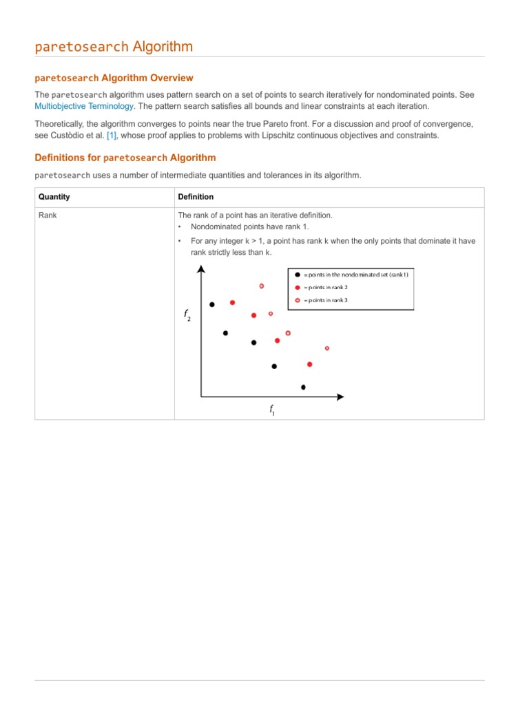 Paretosearch Algorithm - MATLAB - Simulink | PDF | Mathematical Optimization | Measure (Mathematics)