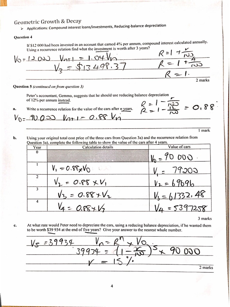 Geometric Growth - Decay (SOLUTIONS) | PDF