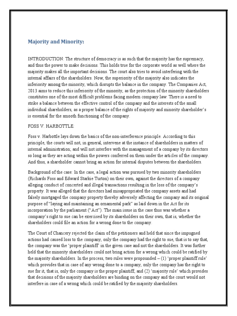 Majority Rule and Minority Rights in Corporations | PDF | Lawsuit | Justice