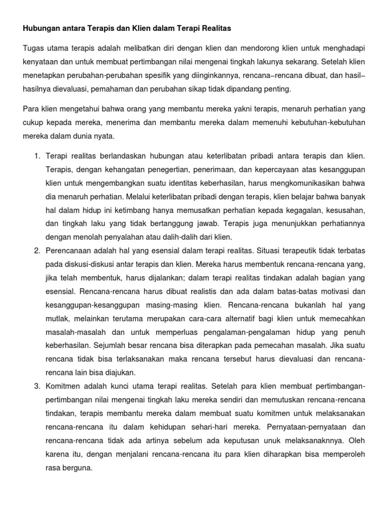 Materi Terapi Realitas | PDF