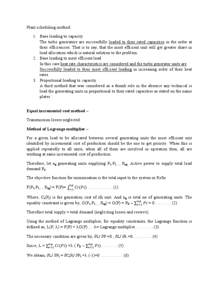 Unit 5.1-Economic Load Dispatch | PDF | Mathematical Optimization | Numerical Analysis