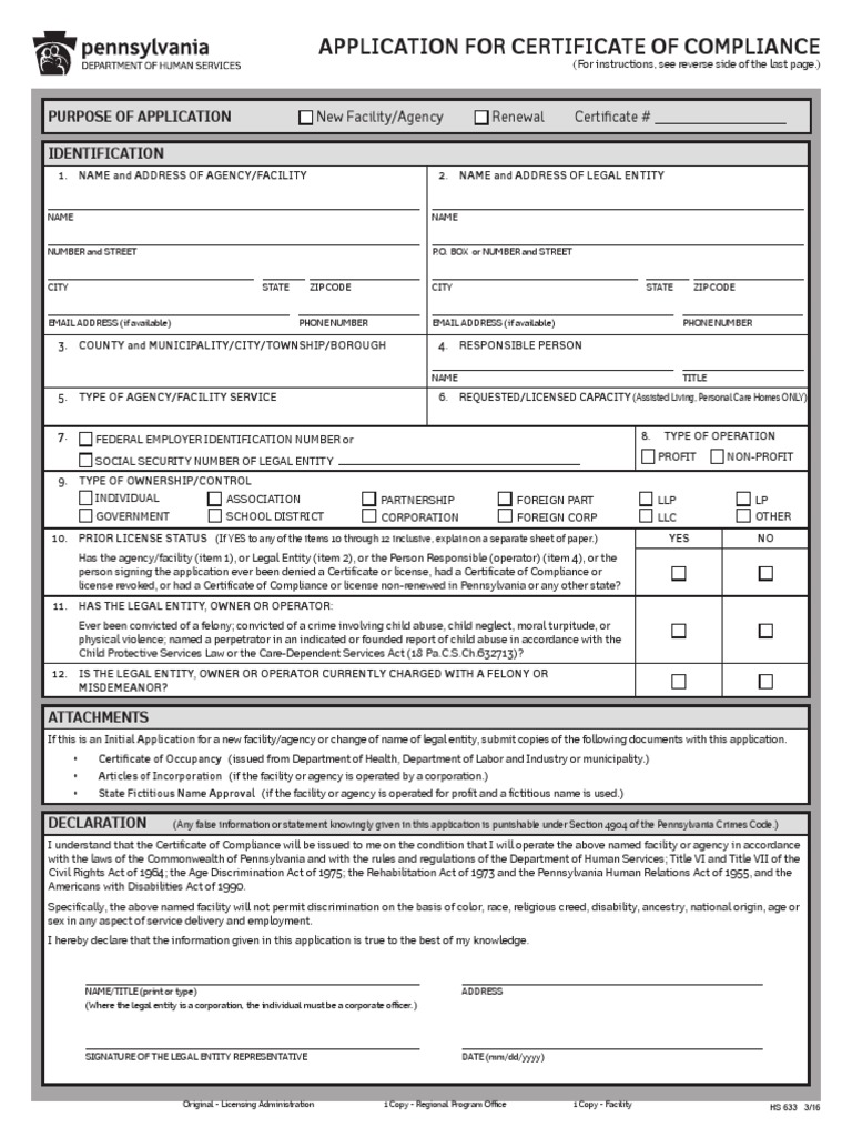 Application For Certificate of Compliance | PDF | Nonprofit ...
