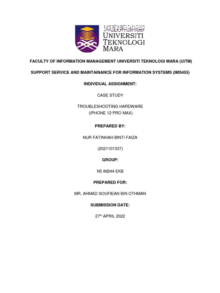Ims455 - Nur Fatinhah Binti Faiza - Assignment 1 | PDF | Smartphone | I Phone