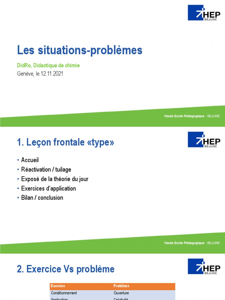 Exemples de situations-problèmes en didactique | PDF | Méthodes et ...