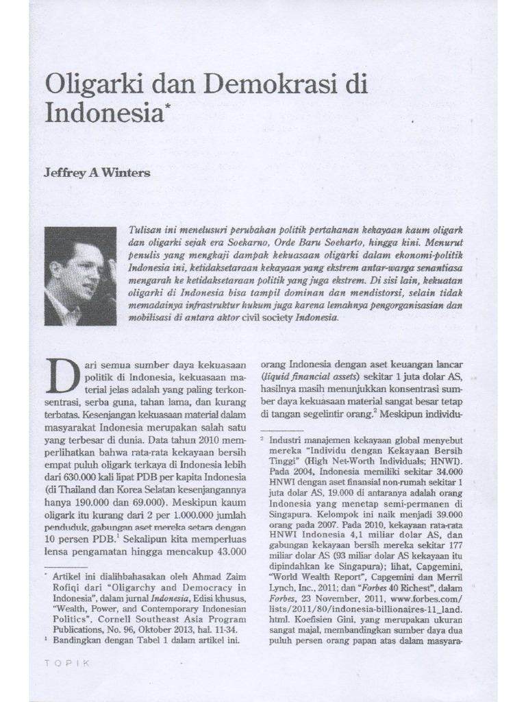 Oligarki Dan Demokrasi - Jeffrey A Winters | PDF