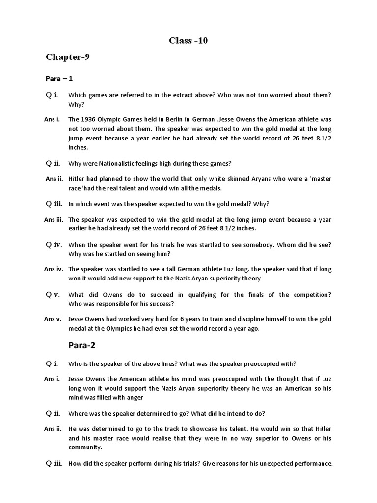 Class - 10 Chapter-9: para - 1 Qi | PDF