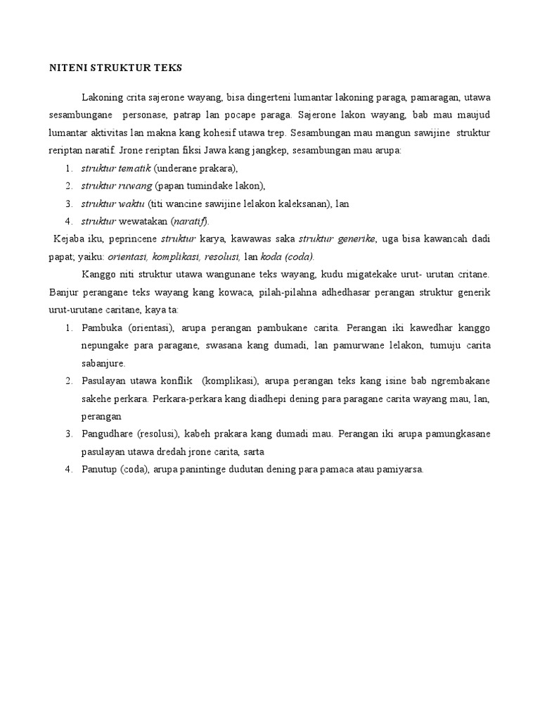 Materi 2 - Niteni Struktur Teks Wayang | PDF
