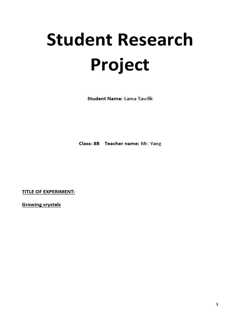 Student Research Project Science Report | PDF | Water | Crystal