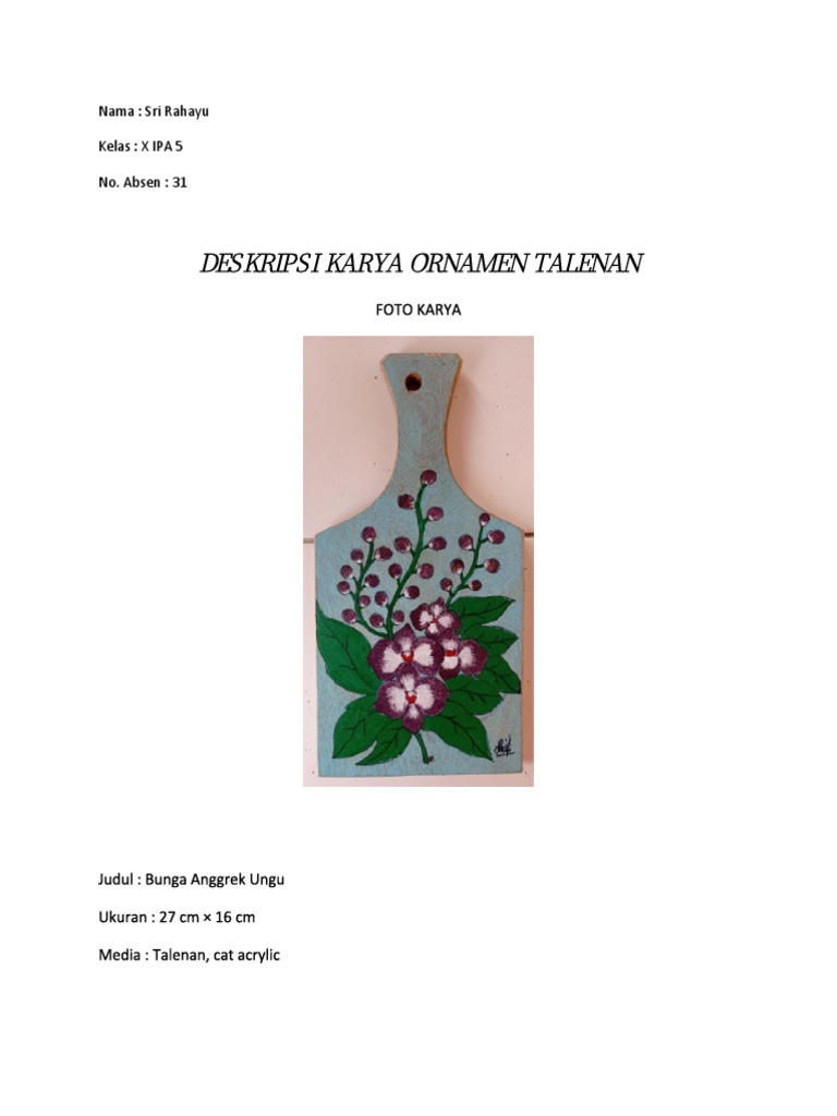 Deskripsi Karya Lukisan Bunga Anggrek Ungu Pdf