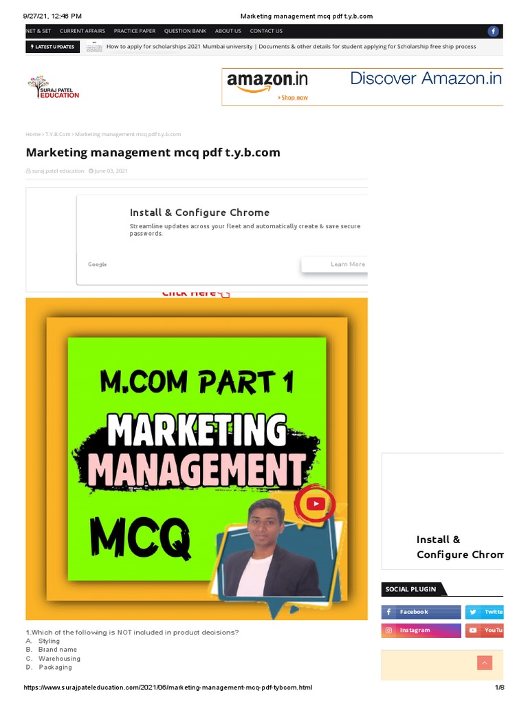 Part 2-Marketing-Management-MCQ-1 | PDF | Pricing | Business