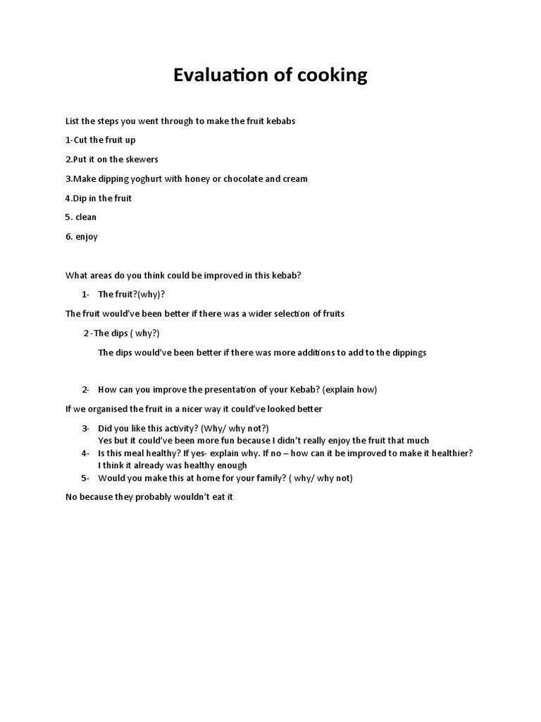 Fruit Kebab Evaluation | PDF | Self-Improvement