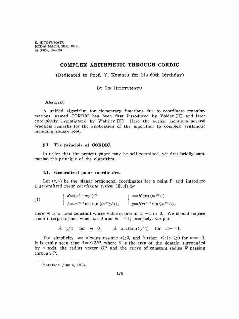 Complex Arithmetic Through Cordic | PDF | Complex Number | Multiplication