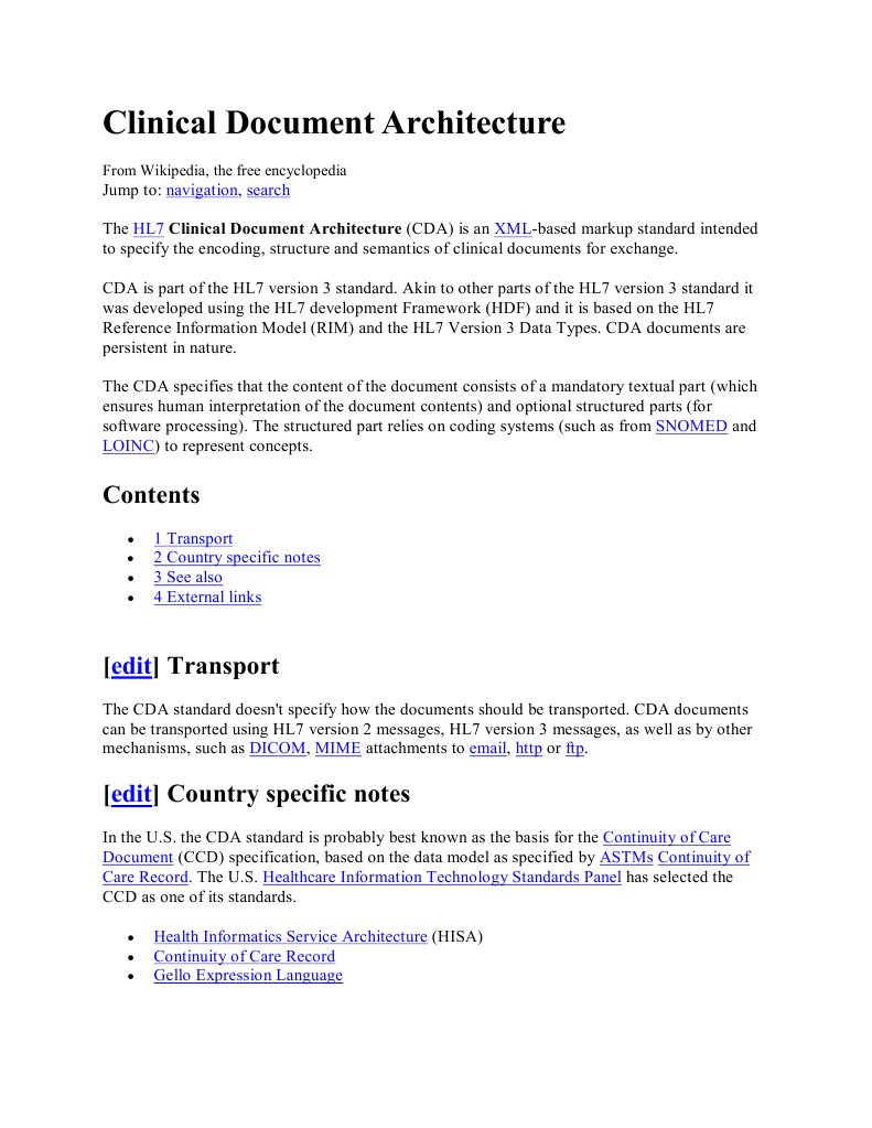 Clinical Document Architecture | PDF