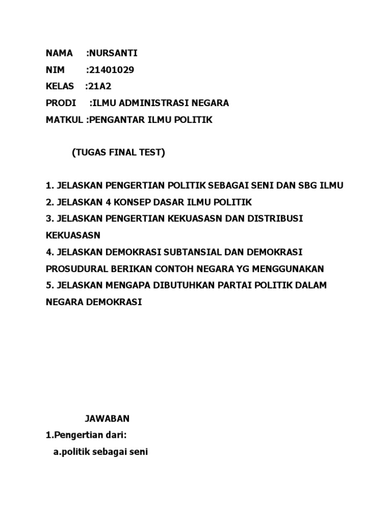 Politik: Seni, Ilmu, dan Kekuasaan | PDF
