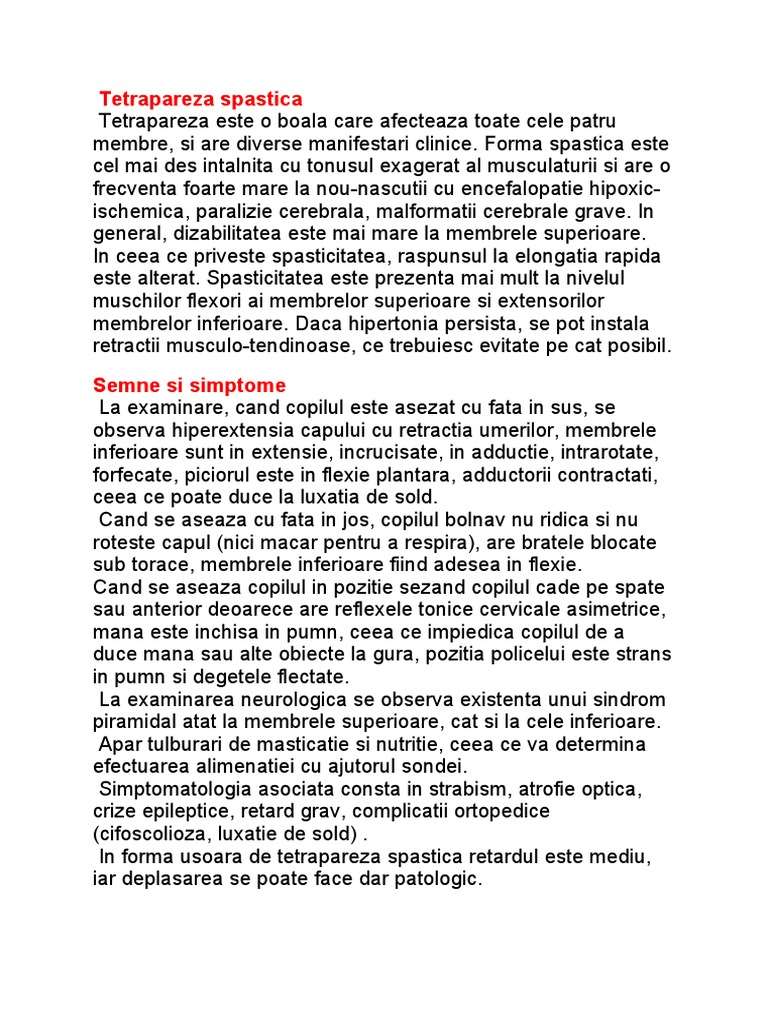 Tetrapareza Spastica | PDF