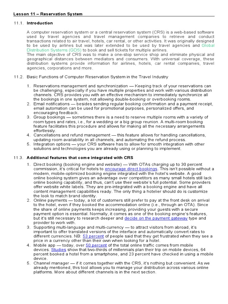 Lesson 11 - Reservation System | PDF | Customer Relationship Management ...