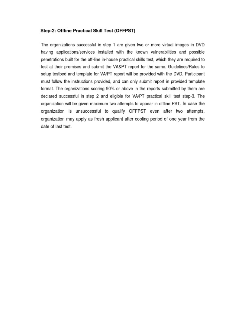 Step 2 - Offline Practical Skill Test (OFFPST) | PDF