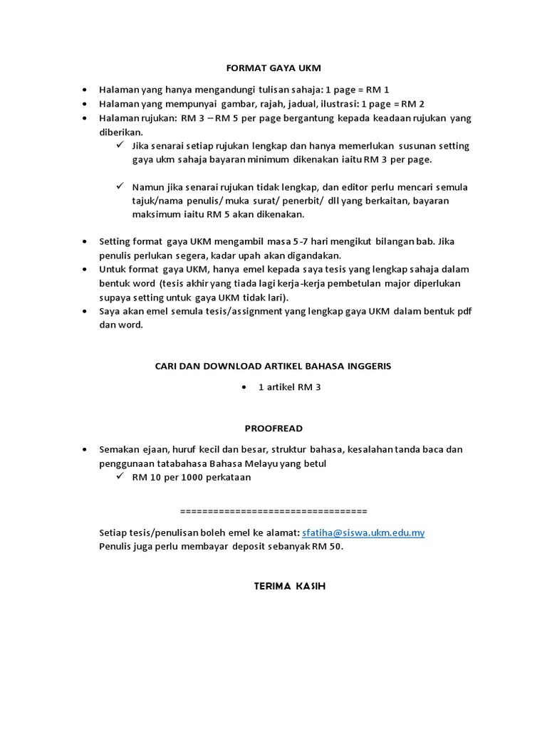 Kadar Upah Format Gaya Ukm_1 | PDF