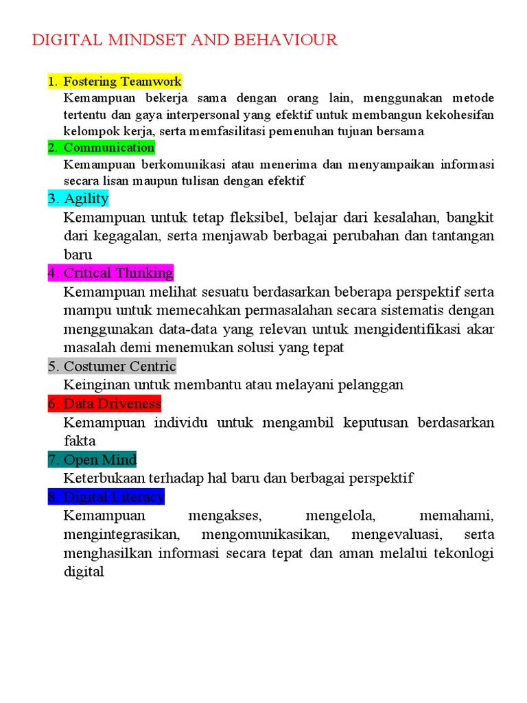 Digital Mindset and Behaviour | PDF