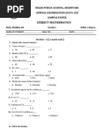 Cbse Class 1 Maths Question Paper FA 1 | PDF