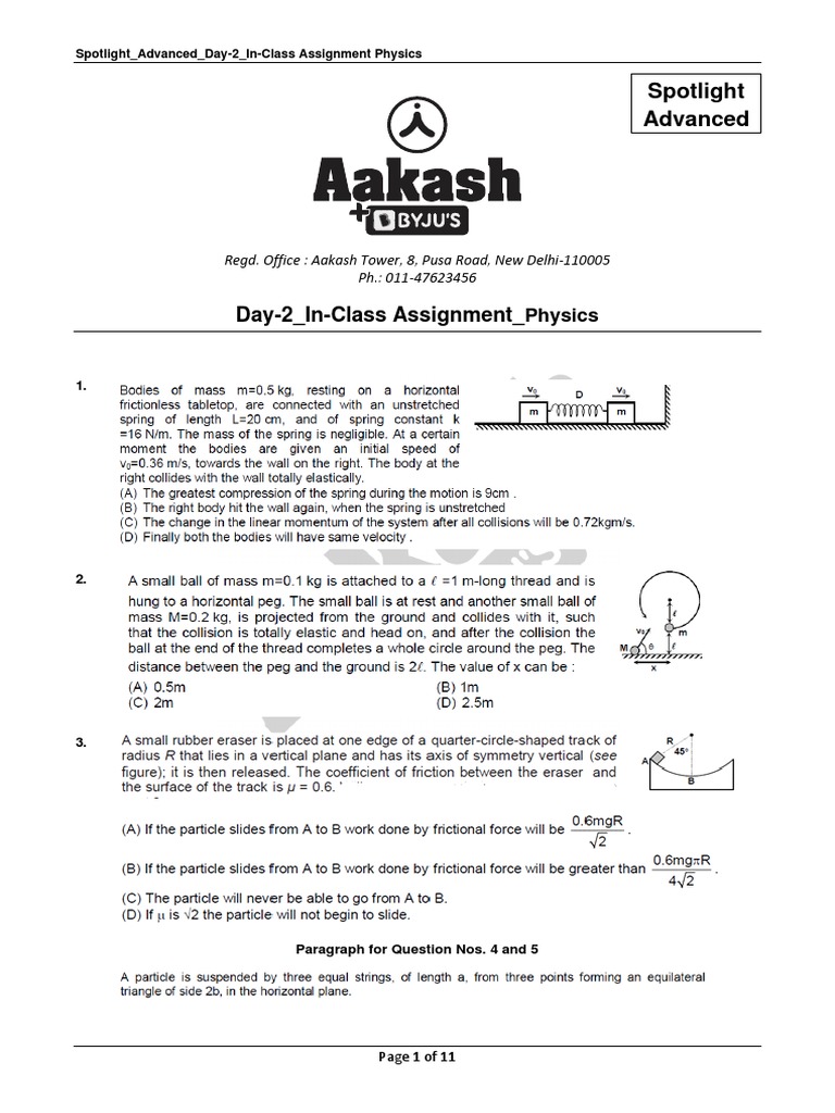 Day-2 - In-Class Assignment - : Spotlight Advanced | PDF | Speed | Mass