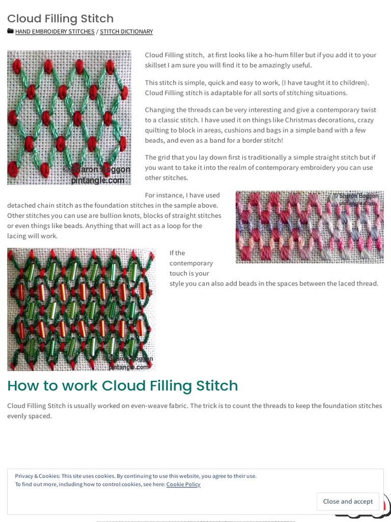 Cloud Filling Stitch - Pintangle - Stitch Dictionary | PDF | Embroidery ...
