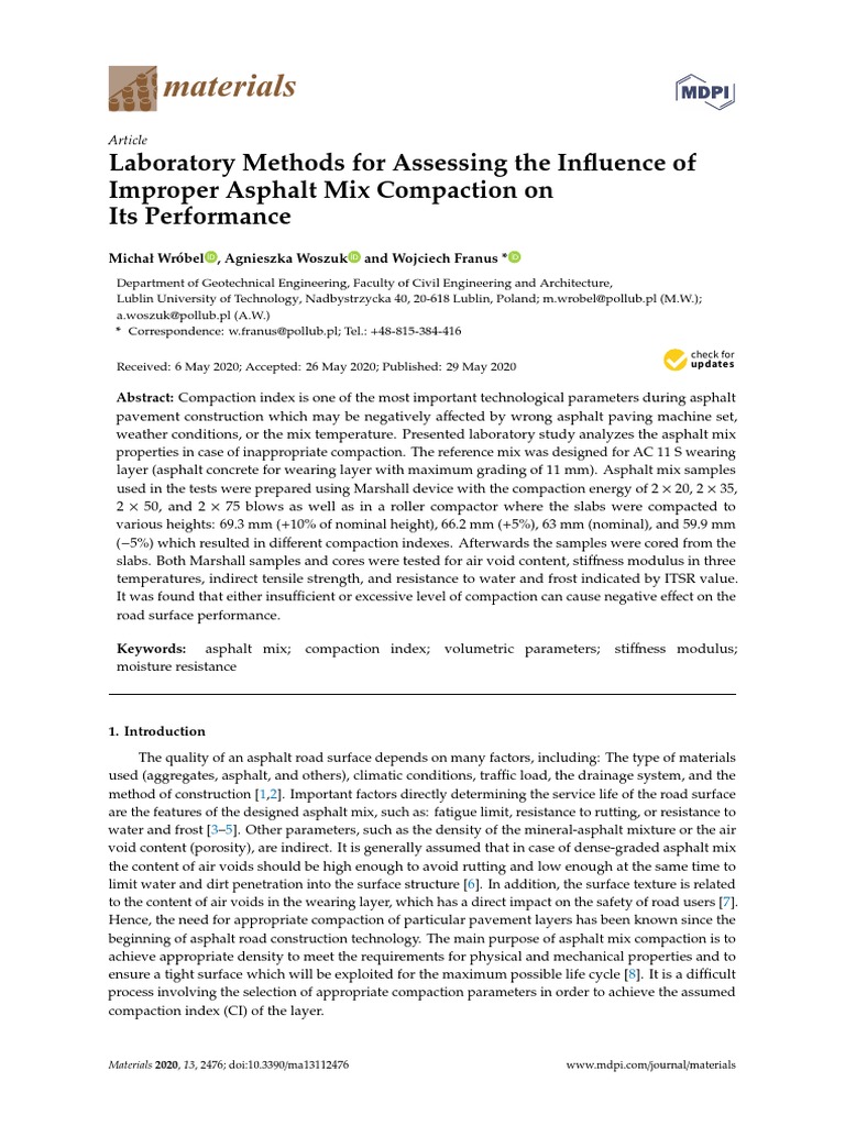 Laboratory Methods For Assessing The Influence of Improper Asphalt Mix ...