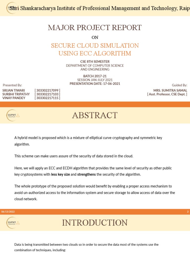 Major Project Report: Secure Cloud Simulation Using Ecc Algorithm | PDF | Cloud Computing ...